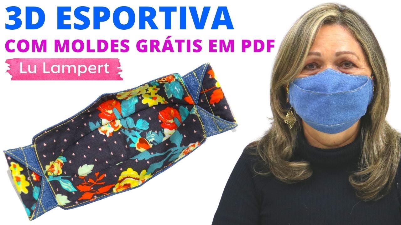 MÁSCARA 3D ESPORTIVA COM MOLDES GRÁTIS EM PDF - Lu Lampert - YouTube