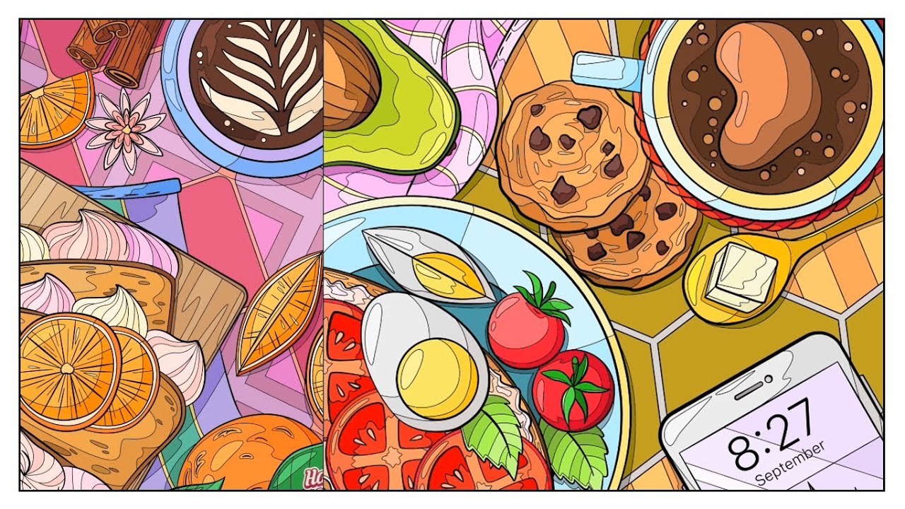 Simple piano with coloring-Food - YouTube