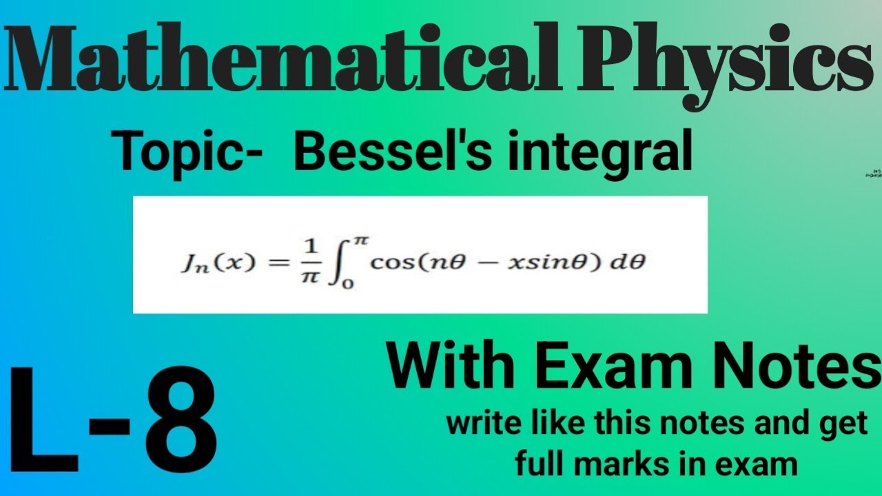 Bessel's integral of bessel function ll mathematical ll csir net ll CCS ...