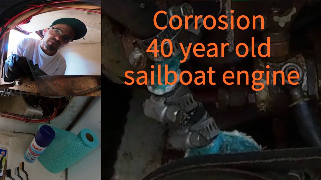 First time cleaning Rust Corrosion on Sailboat Engine - YouTube