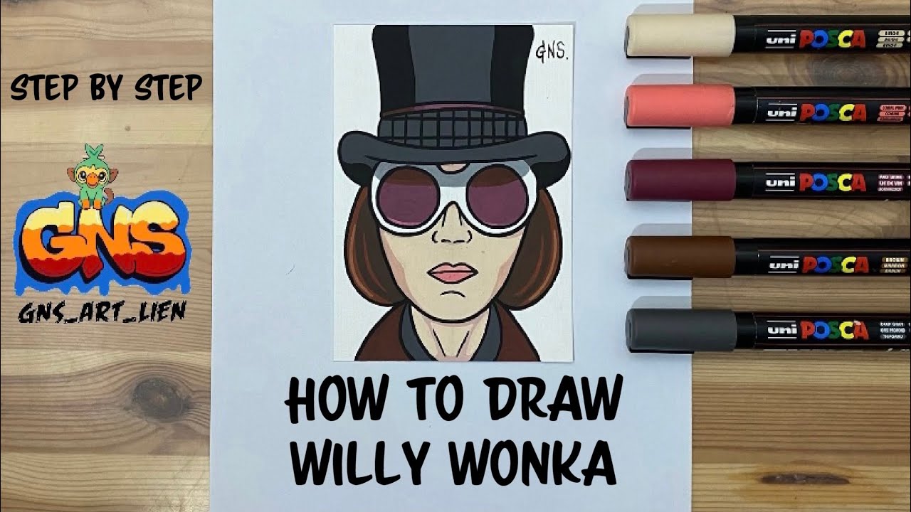 Drawing Willy Wonka Step by Step with Posca markers - YouTube
