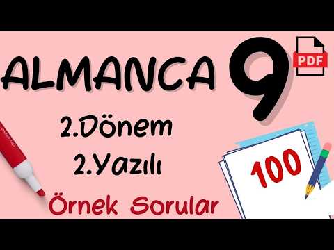 Almanca 9. Sınıf 2. Dönem 2. Yazılı Almanca 9 yazılıya hazırlık Soruları  +PDF