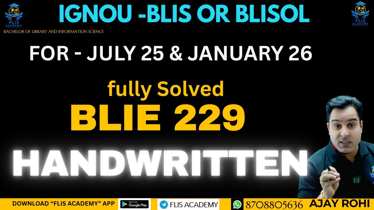 BLIE 229-HANDWRITTEN#assignmentsolutions #blis #blisol #ignou for July ...