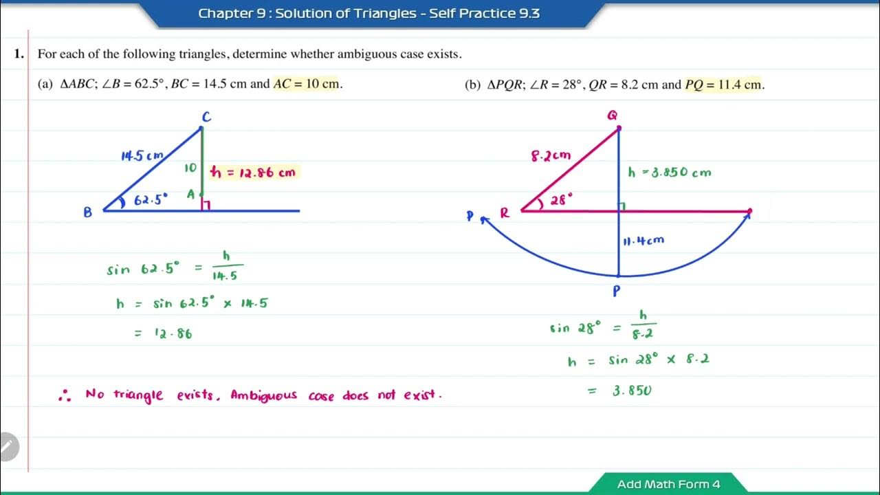 Add Math Form 4 - Chapter 9 : Solution of Triangles - Self Practice 9.3 ...