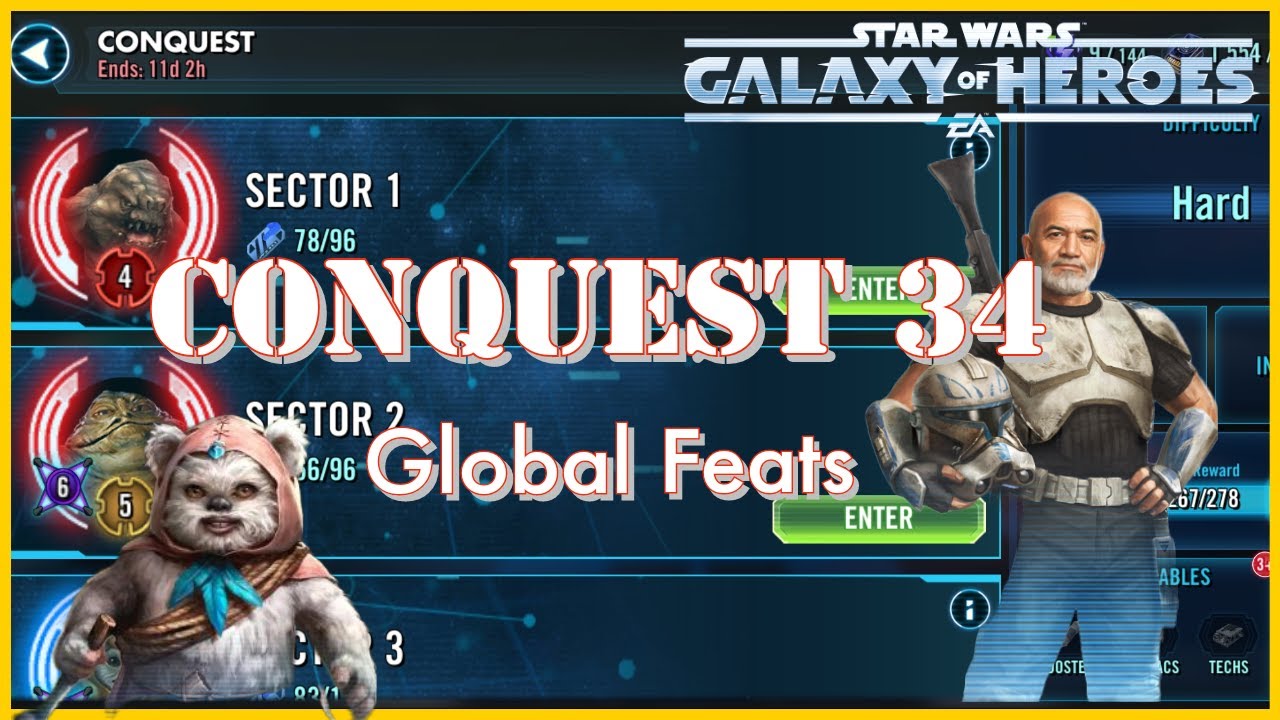CONQUEST 34 | Hard Global Feats SWGOH - YouTube