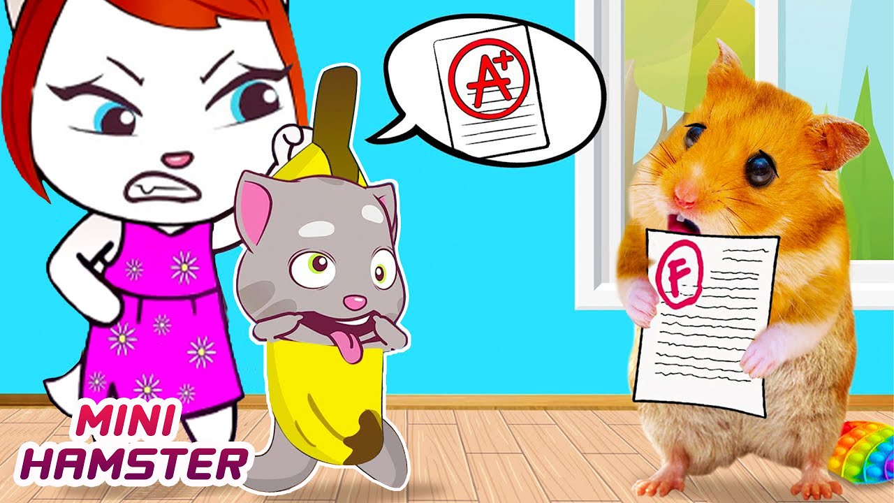 Hamster MiMi and Banana Talking Tom Make Angela Angry! | MINI HAMSTER - YouTube