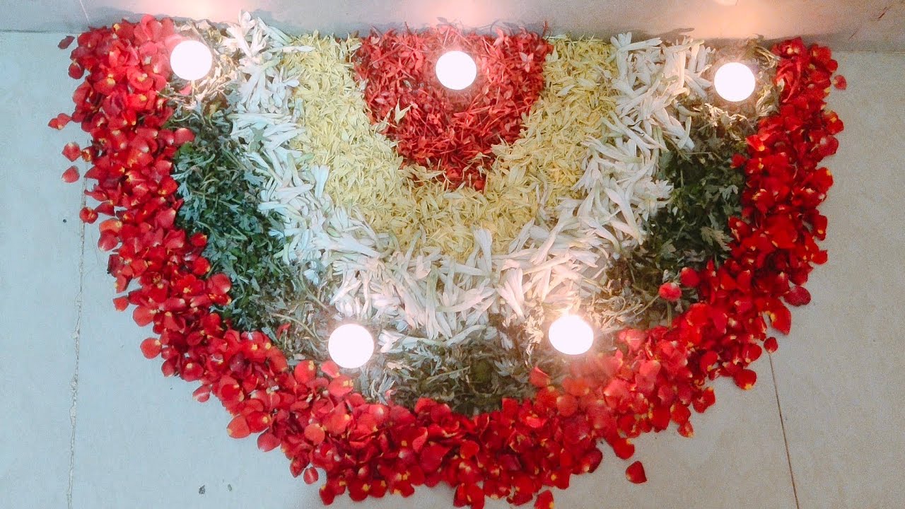 Real flower rangoli | simple flower rangoli design | @kikilives6 - YouTube