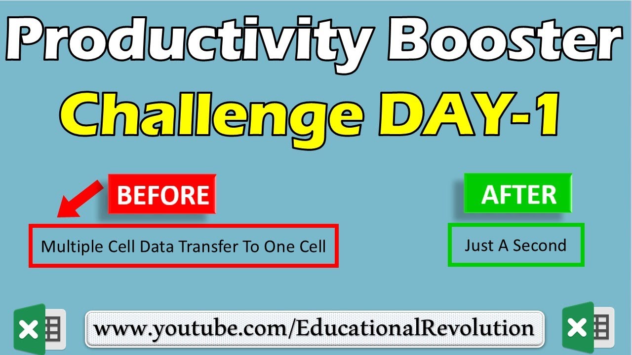 Productivity Booster Challenge - DAY 1 | Multiple Cell Data Transfer To one Cell - YouTube