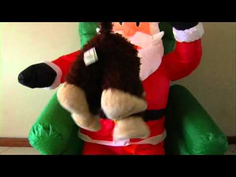 4Ft Christmas Xmas Inflatable Santa in Chair with Sensor Sing and Dance ...