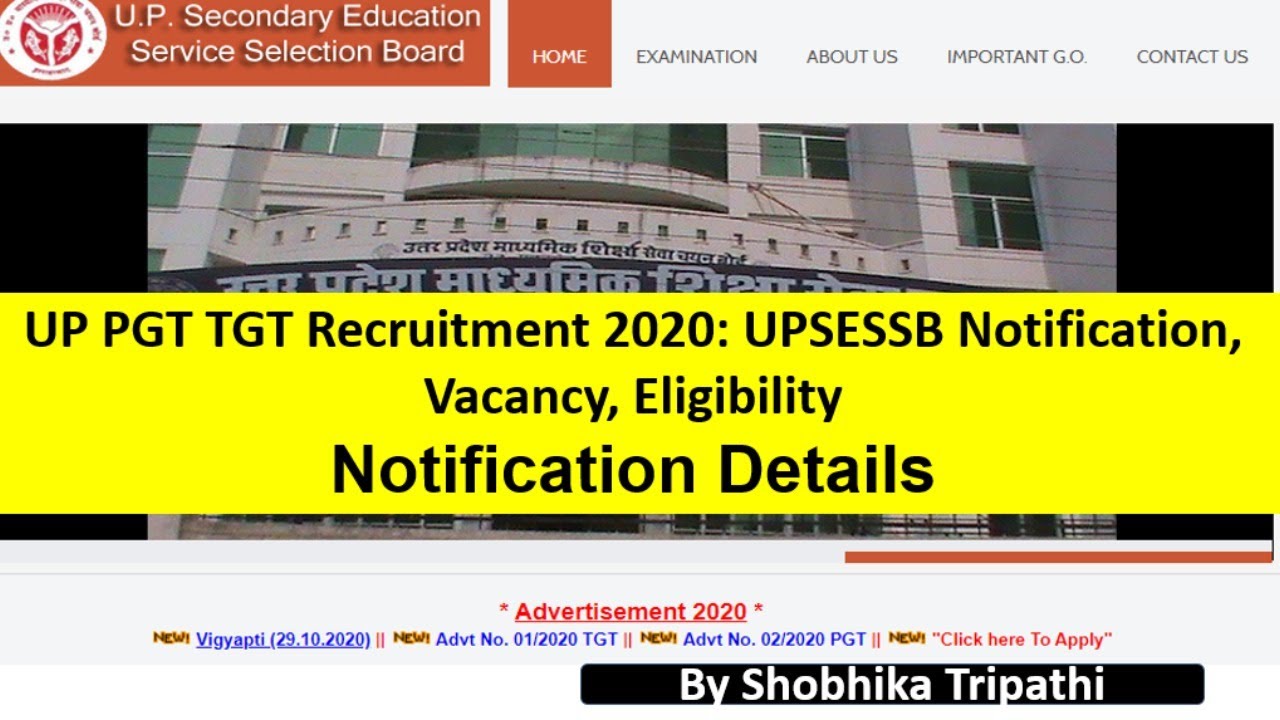 UPSESSB Notification | UP PGT TGT Recruitment 2020: | Vacancy ...