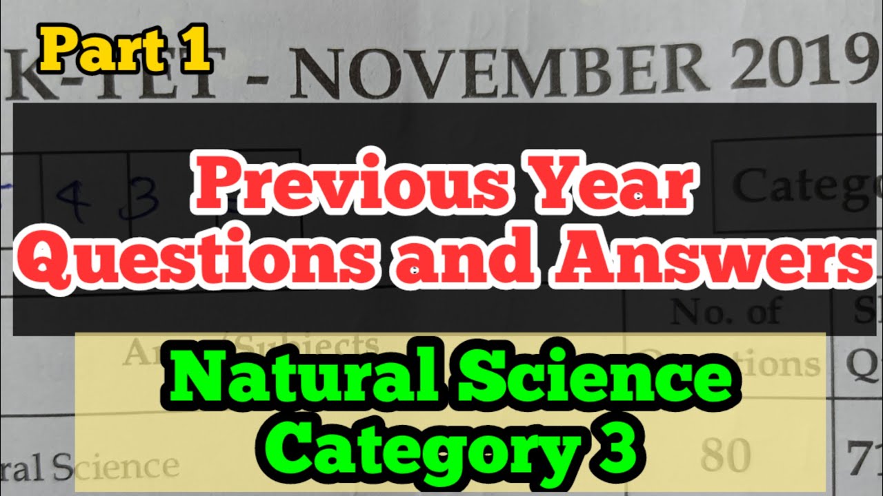 K TET Category 3 Natural Science Previous Year Question Paper November ...