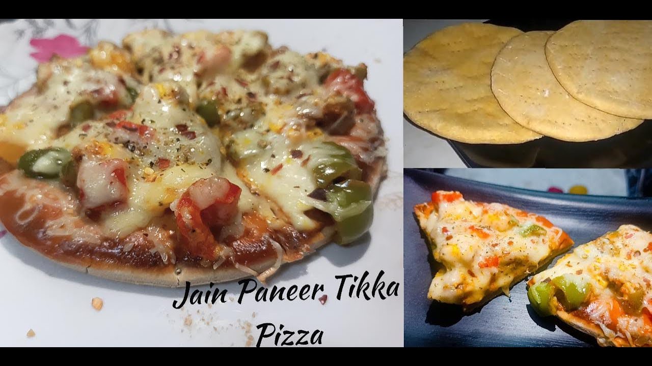 Jain Paneer Tikka Pizza | Domino Style Veg Cheesy Paneer Pizza Recipe ...