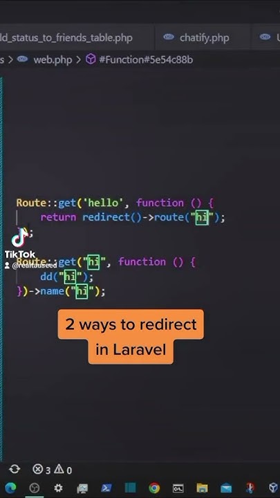 2 waya to redirect in Laravel #laravel #webdevelopment #development #tricks #tips - YouTube