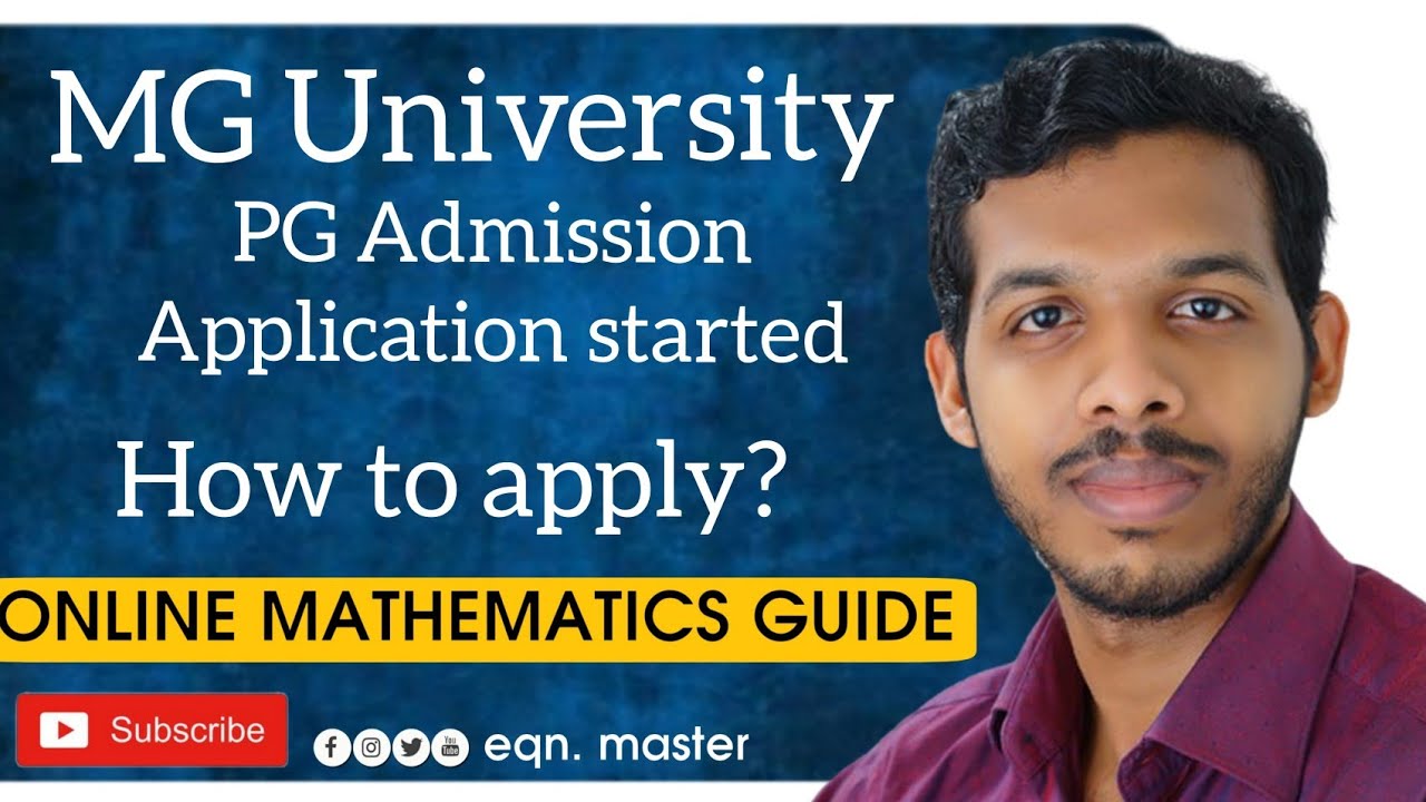 MG University. PG admission application started. How to apply? Index ...