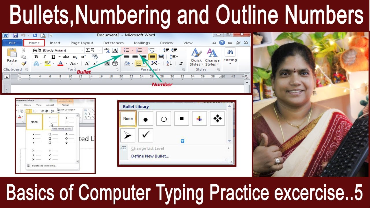 || Alphabets a.....z typing practice || Bullets, Numbering and Outline ...