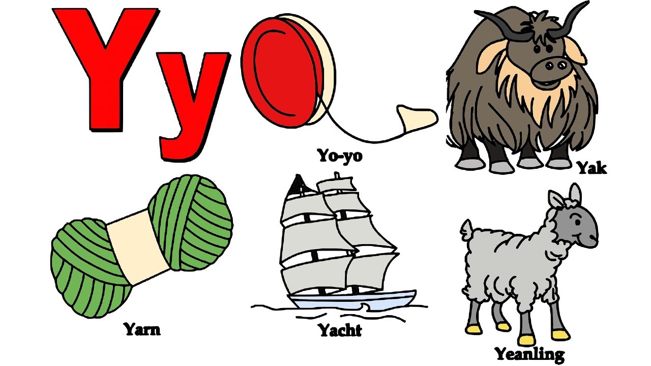 Drawing Alphabet Letter Y and Coloring Pictures for Kids Learning ...