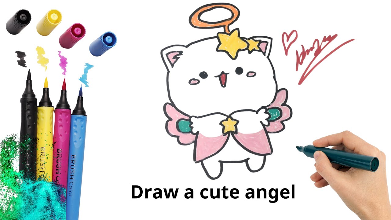 Draw a cute angel cat | Draw Chibi - YouTube