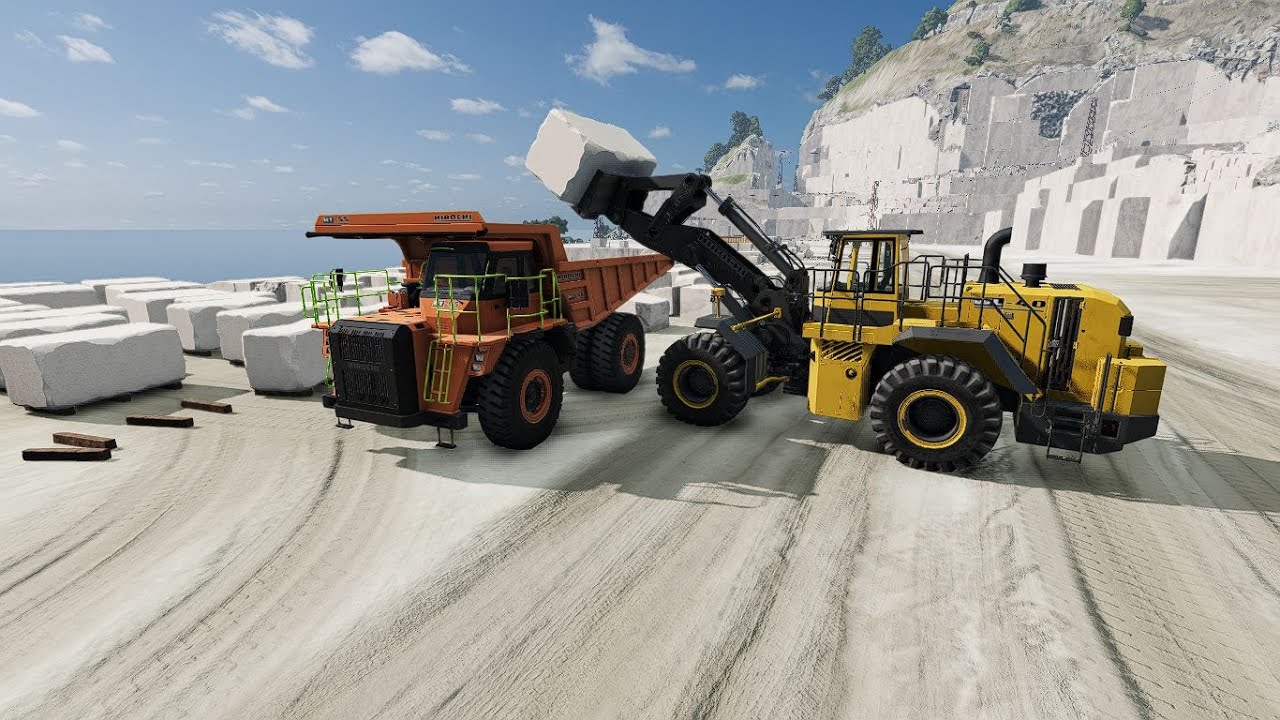 Wheel Loader Loading a Mining Dump Truck | Marble Quarry | BeamNG Drive ...
