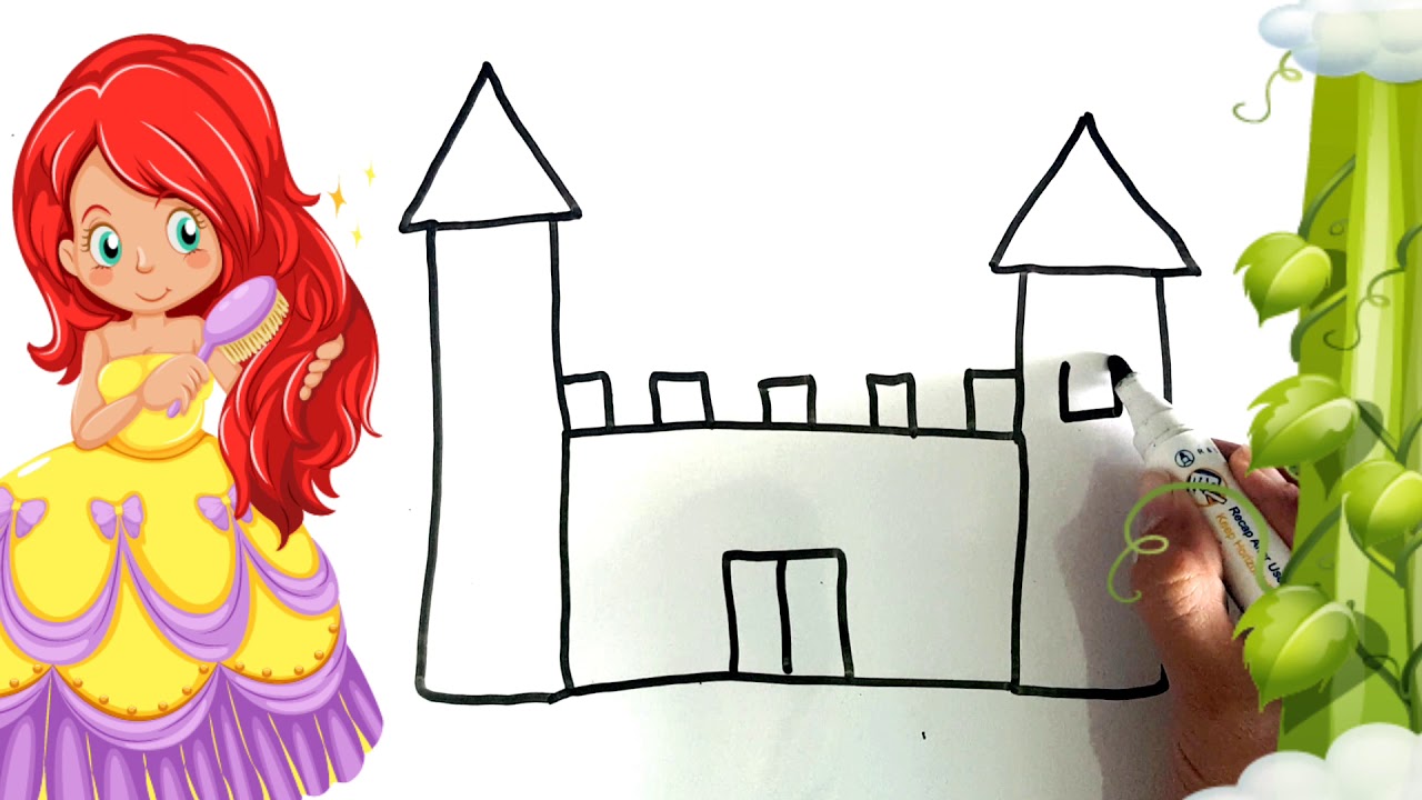 Cartoon Princess Castle Drawing
