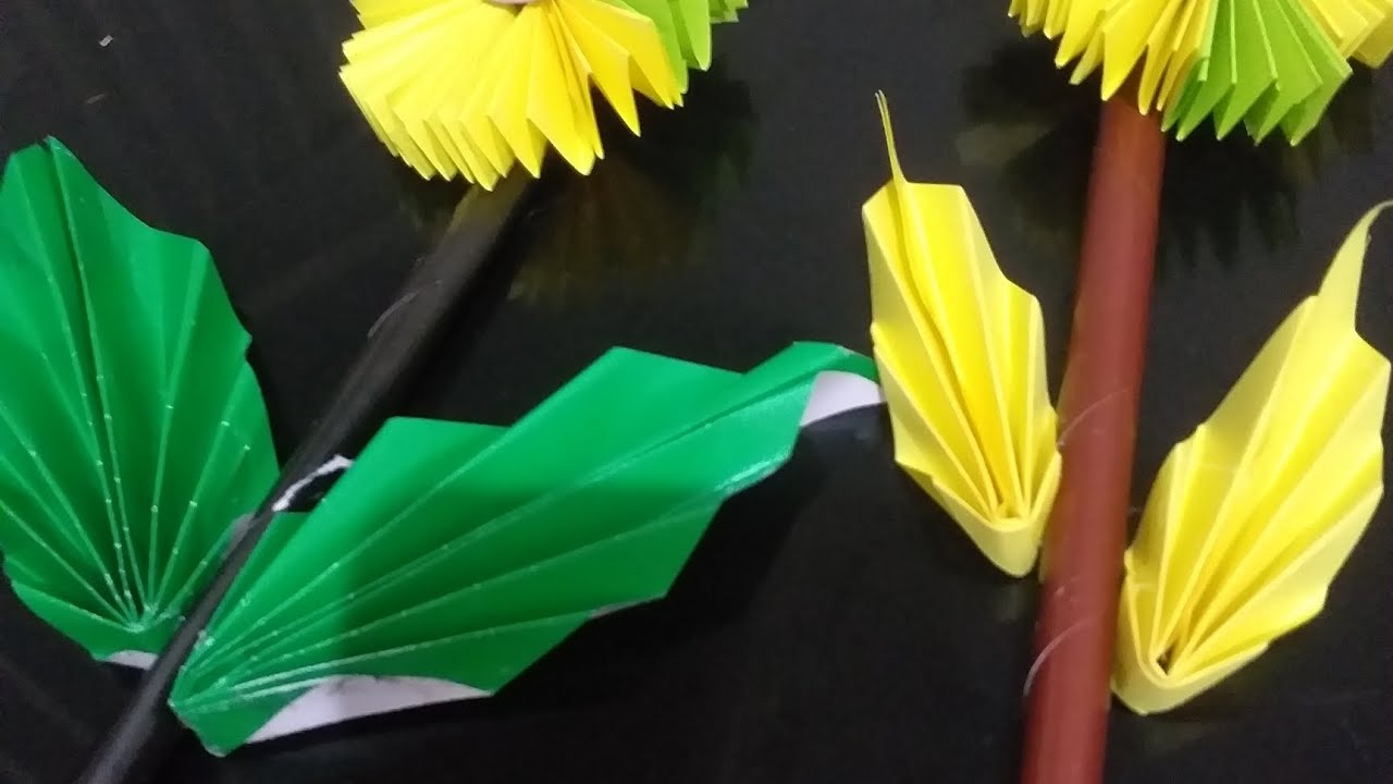 membuat origami bunga matahari dari kertas - YouTube