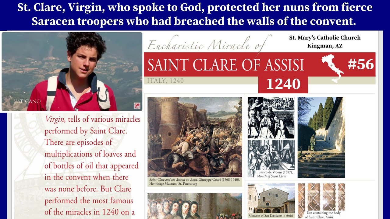 Eucharistic Miracle St Clare Of Assisi 1240 She Repelled Convents Invaders With The Host