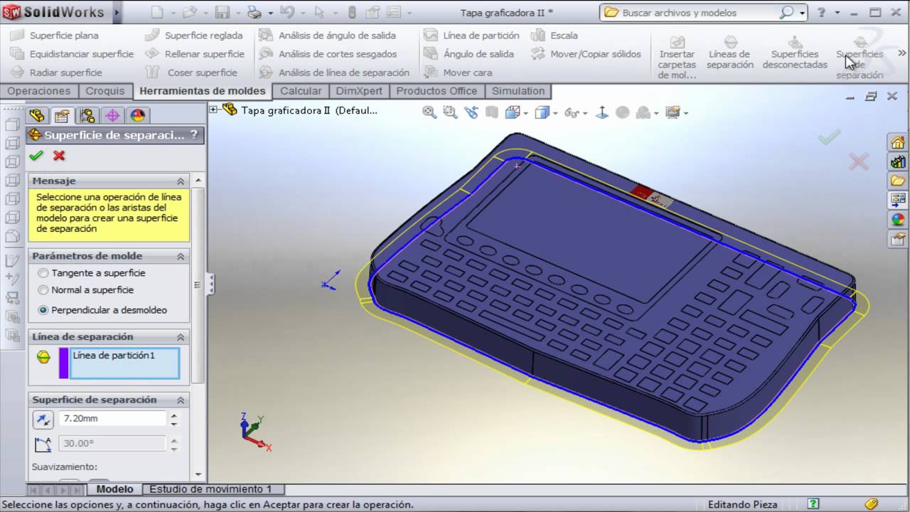 Como generar un molde sencillo con las herramientas de SolidWorks - YouTube