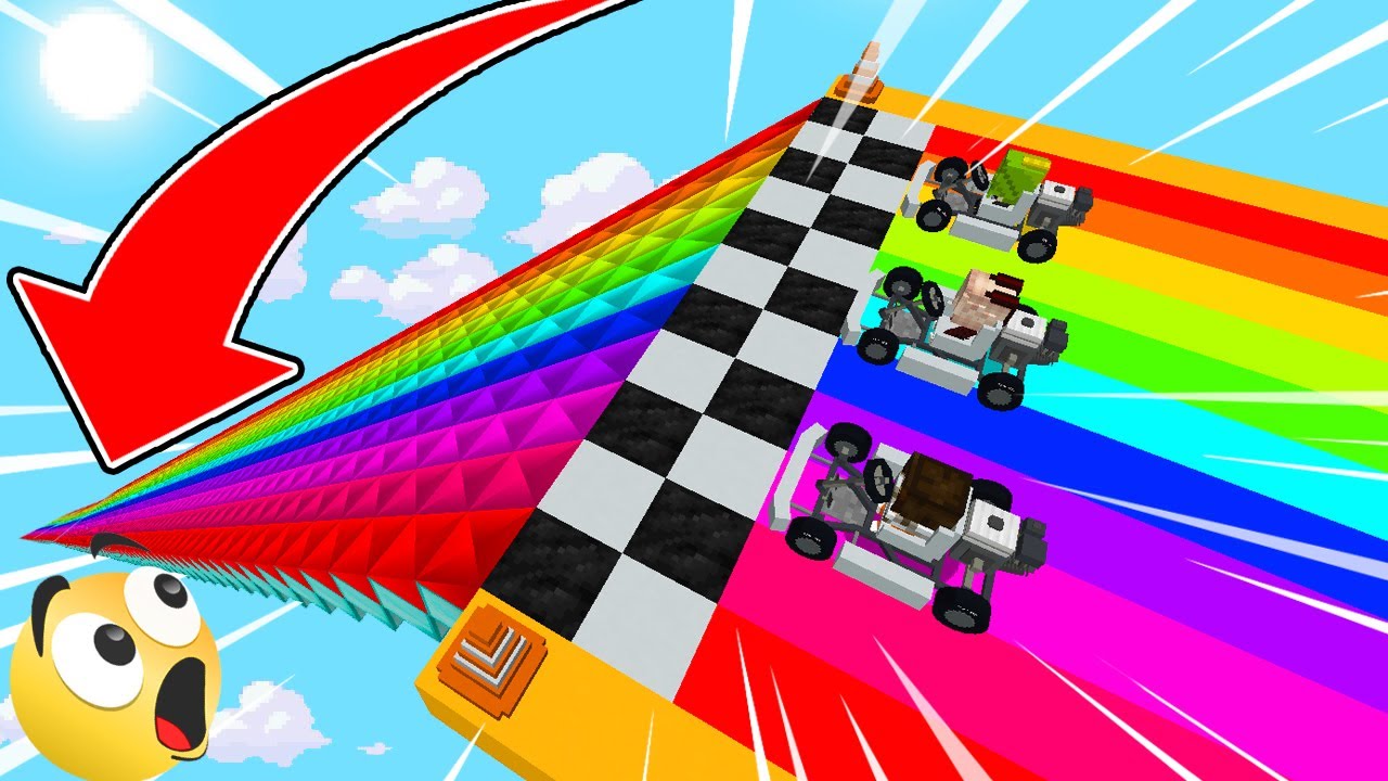 CARRERA EN MINECRAFT ¿QUIEN ES EL MEJOR? 🏆 😂 | EL TOBOGÁN ARCOIRIS MAS ...