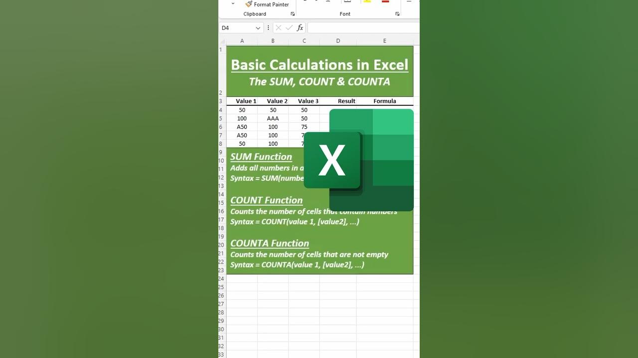 Level Up Your Excel Skills: Essential SUM, COUNT & COUNTA Functions - YouTube