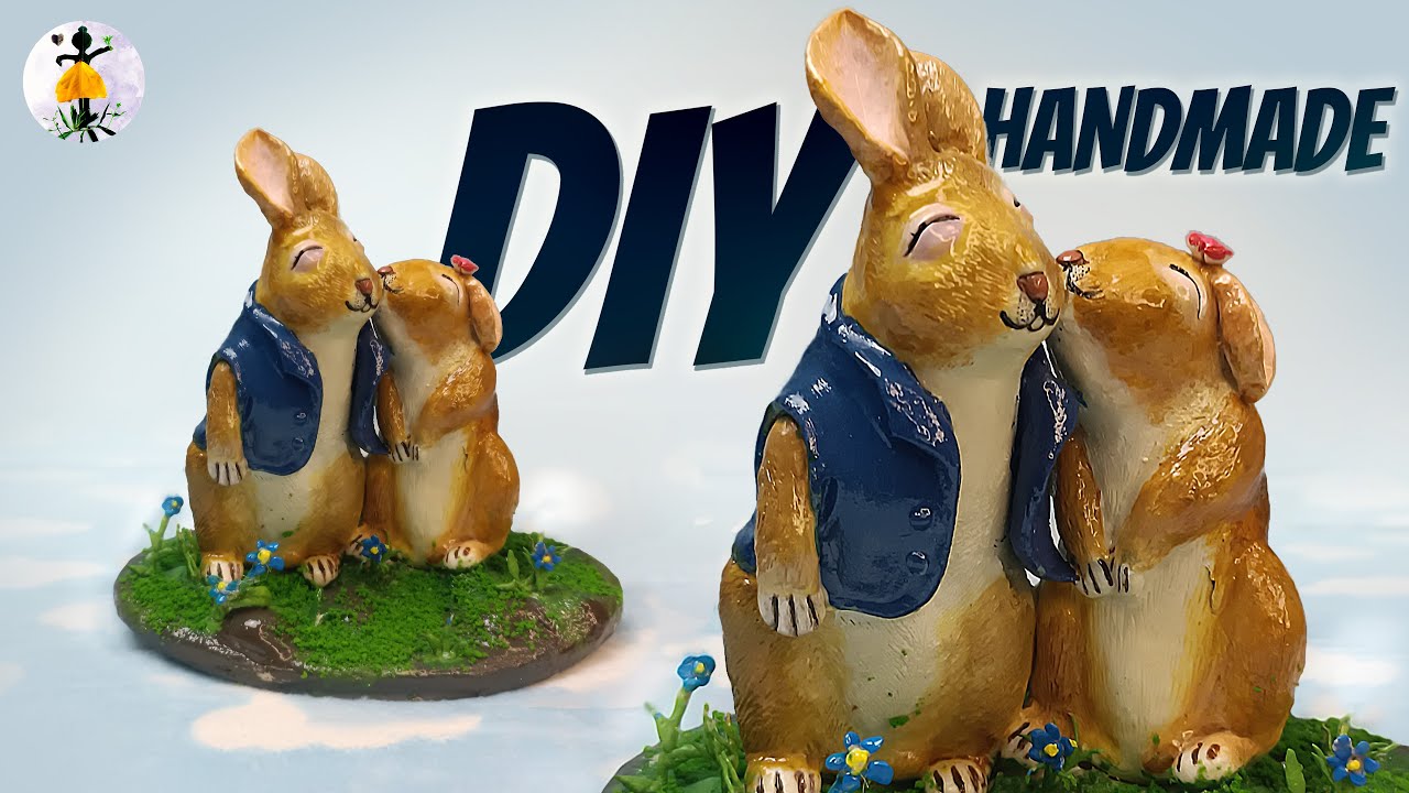 DIY Rabbits Showpiece Home Decor | Air Dry Clay Craft Ideas - YouTube