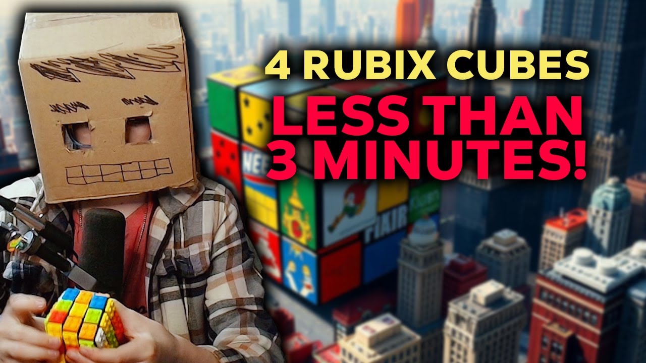 4 RUBIX CUBES IN LESS THAN 3 MINUTES - YouTube