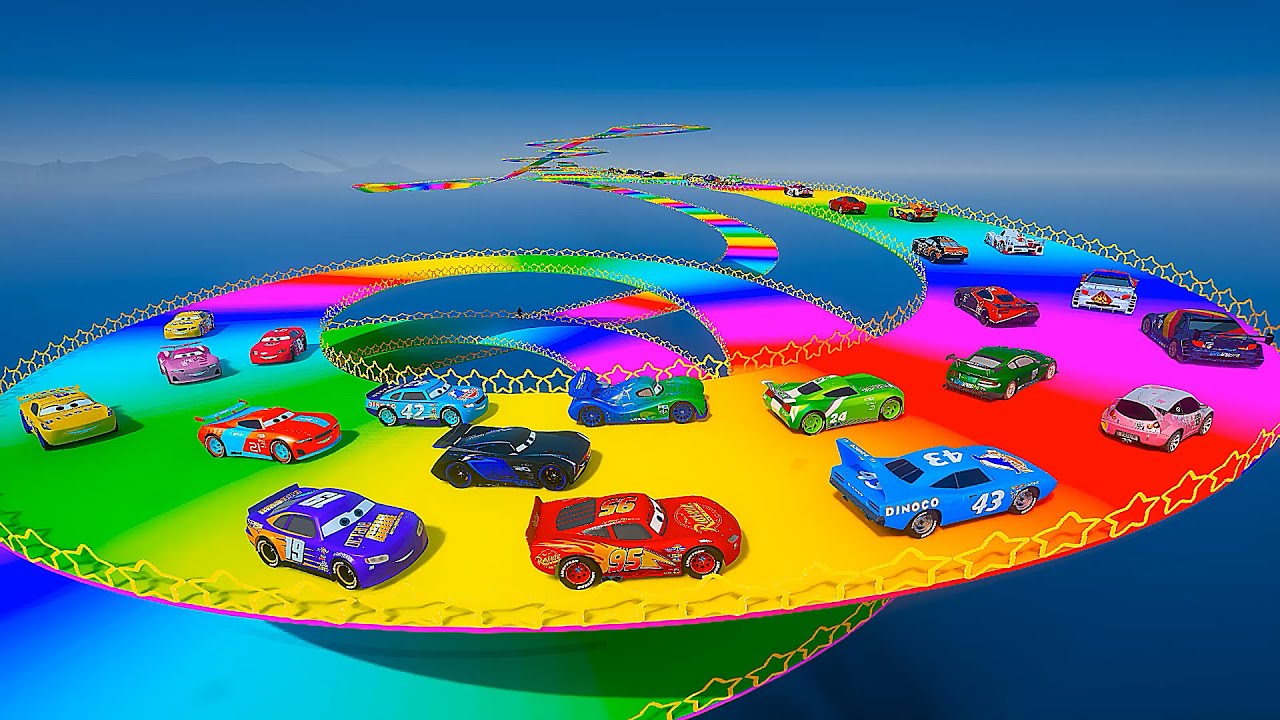 Rainbow Race Disney Pixar Cars McQueen & Friends The King Cruz Ramirez ...