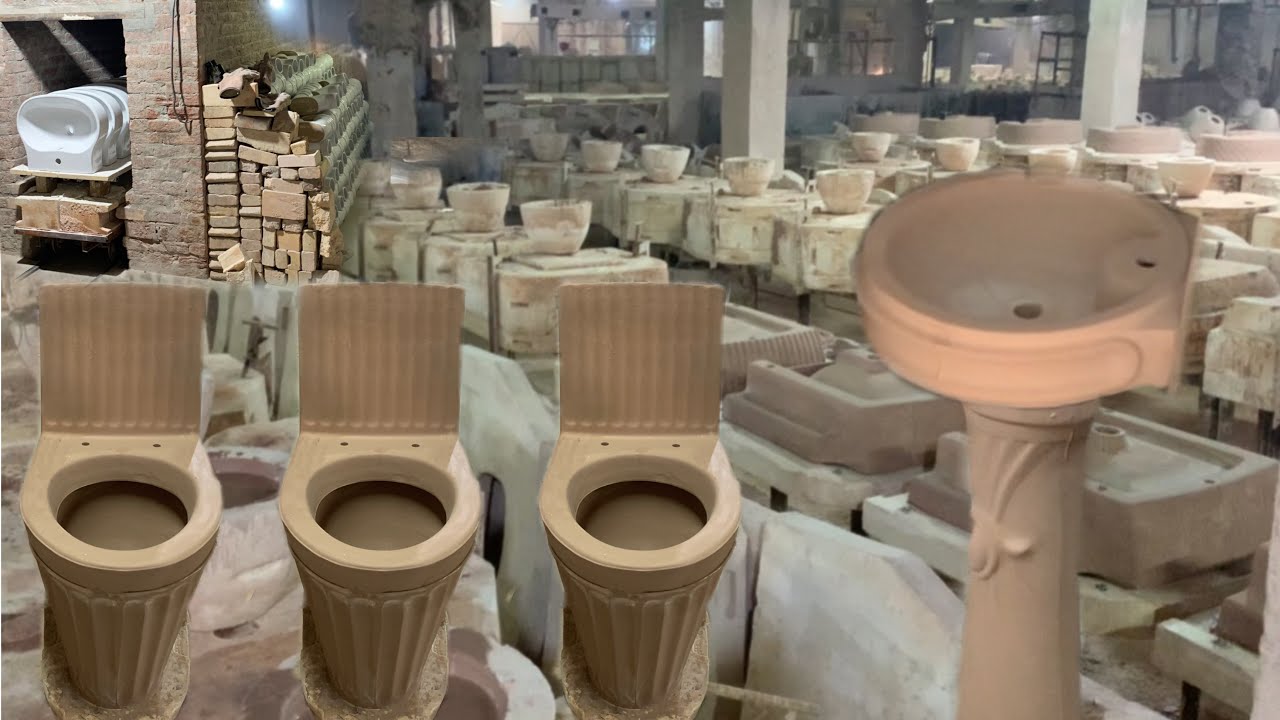Top 2 ceramic items toilet seat and washbasin making in factory/commode ...