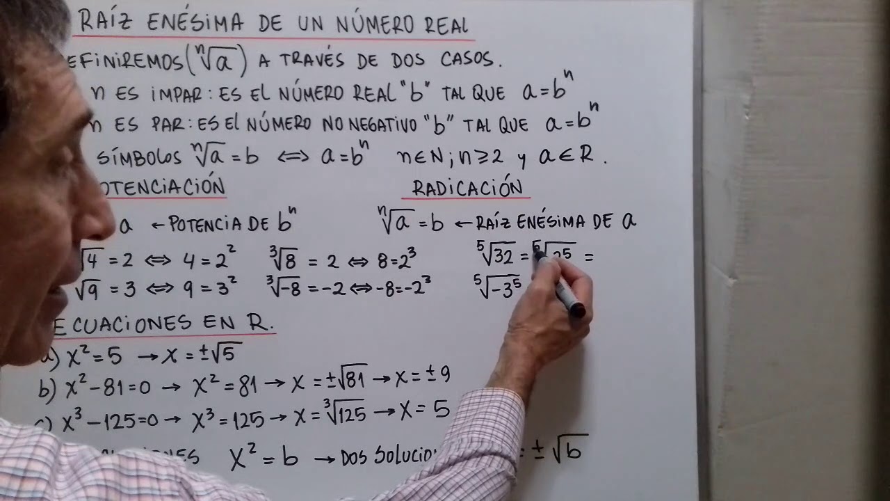 Radicación 1: Raíz Enésima de un número real. Ecuaciones en R. - YouTube