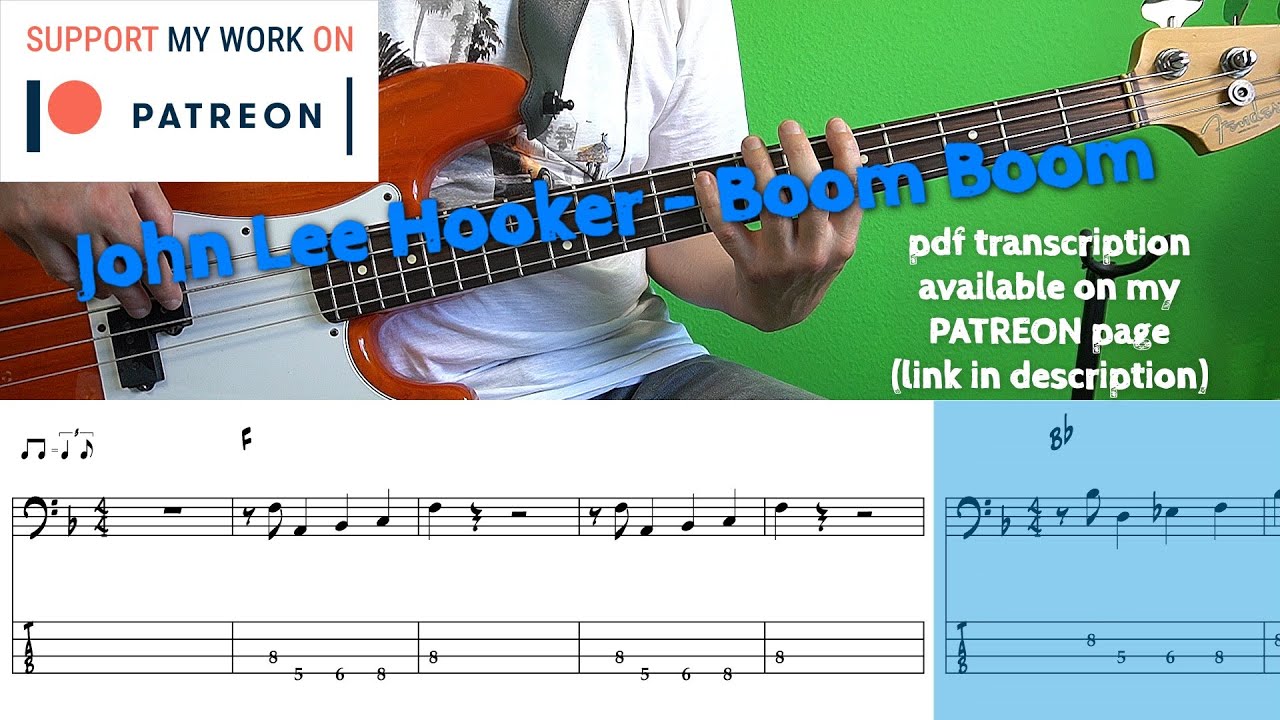 John Lee Hooker - Boom Boom (Bass cover with tabs) - YouTube