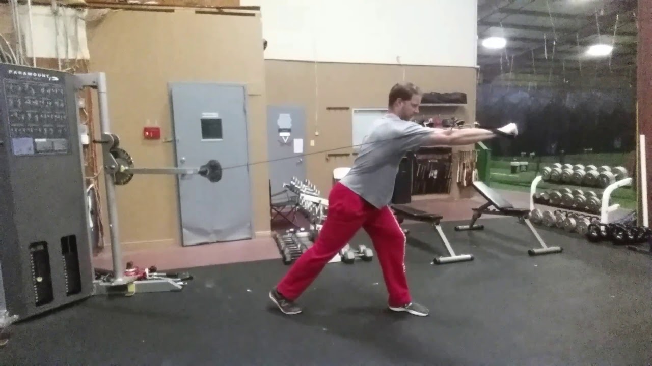 Split Stance 1-Arm Cable Press - YouTube