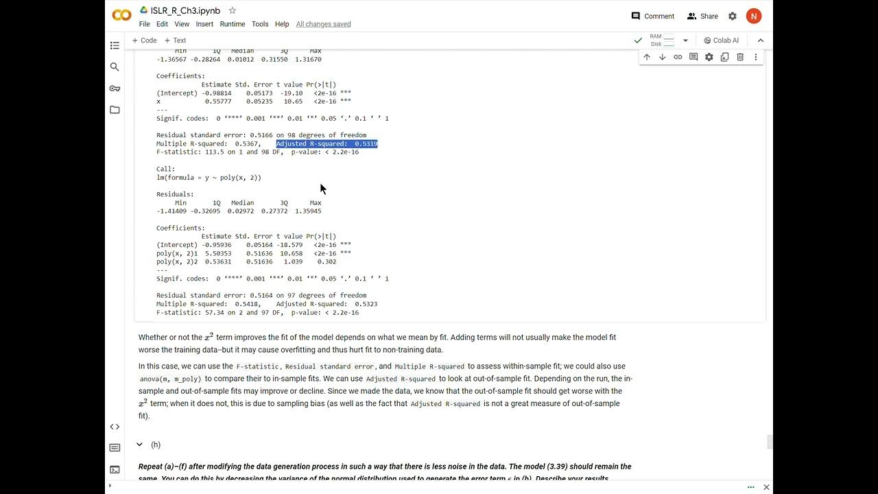 Intro to Statistical Learning (2nd Ed), Solution to Problem 3.13A (R) - YouTube