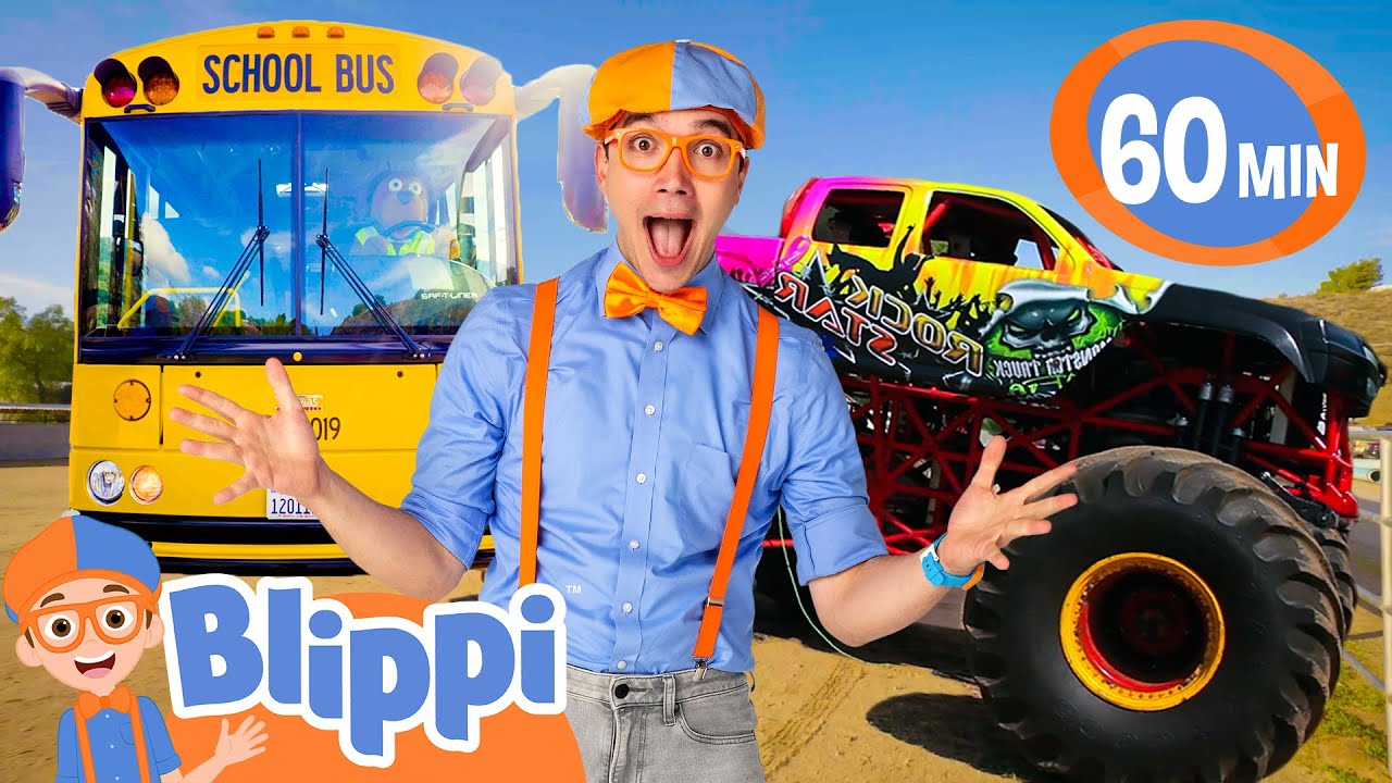 Blippi Wheels On The Bus, Monster Trucks and More | Vehicles For Kids ...