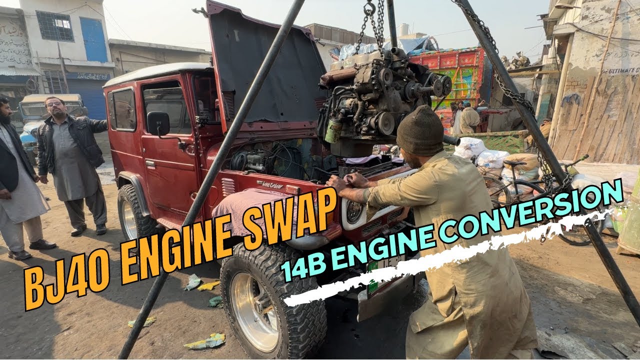BJ40 FJ40 Engine Swap 14B Engine Conversion - Trail Tales of FJ40 - YouTube