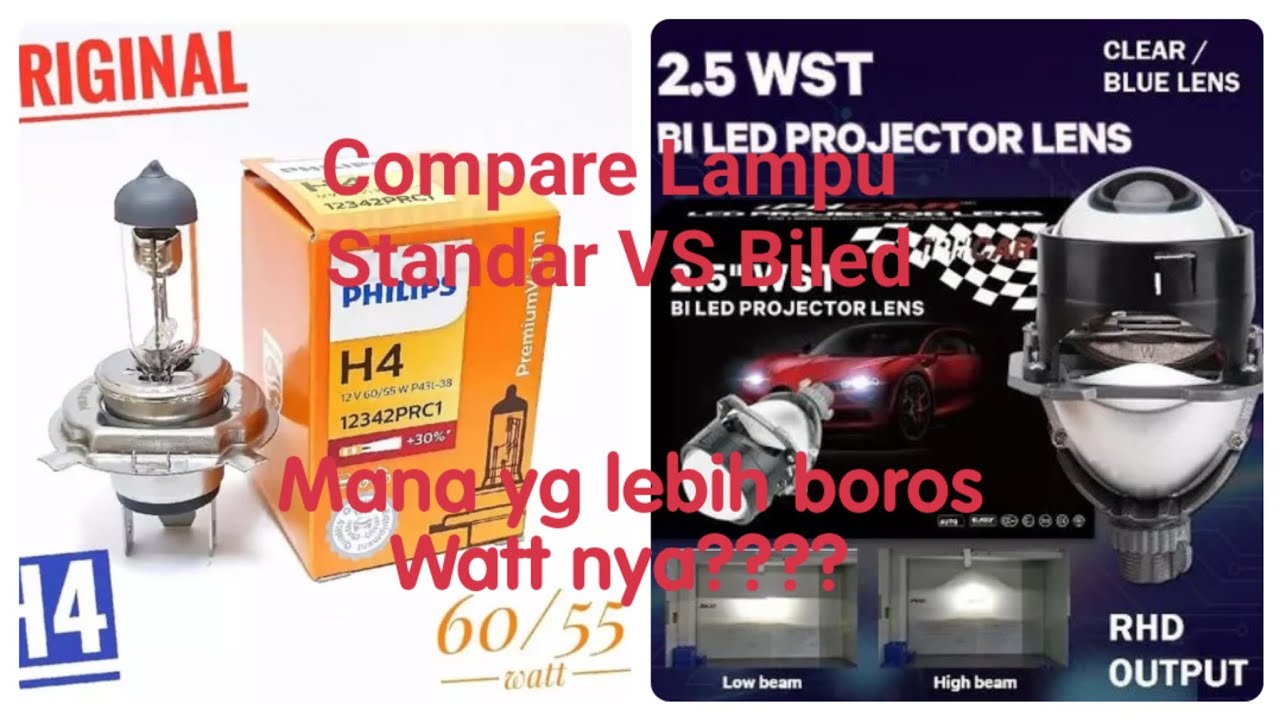 Lampu Halogen standar 55 Watt VS Biled projector. #biledprojector # ...
