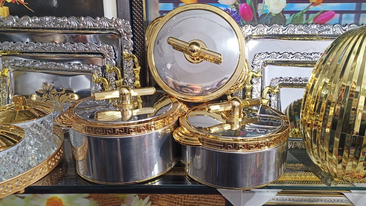 Make 😍 beautiful your kitchen with these golden crockery units ...