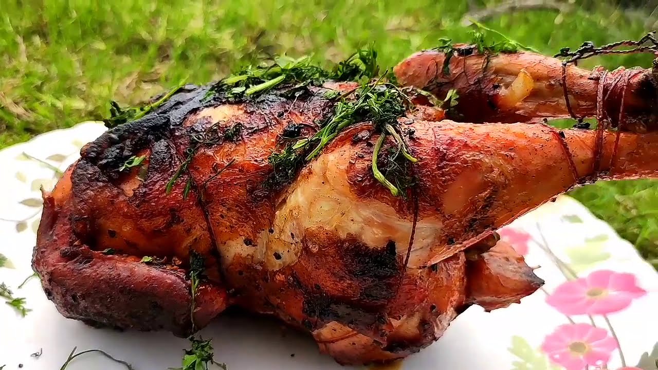 Hanging Roast chicken | @cooking in the woods - YouTube
