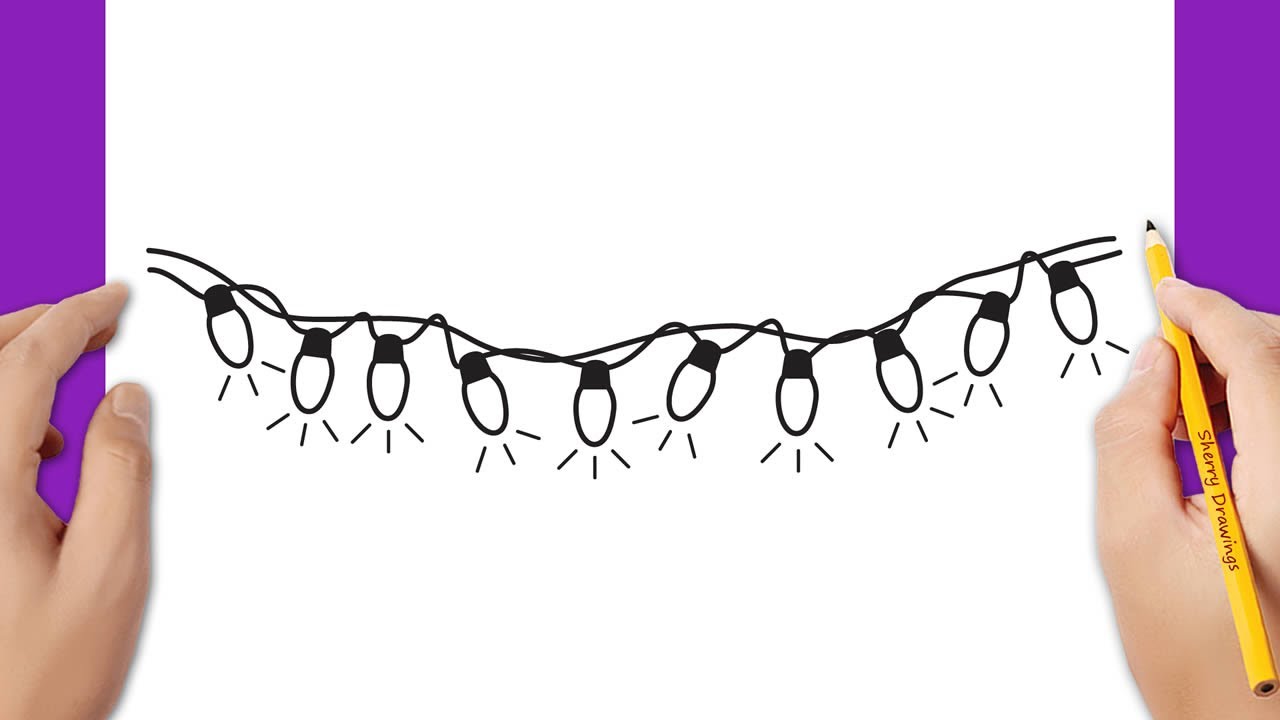 How to draw a garland string lights for Christmas tree 🎄🎅 - YouTube