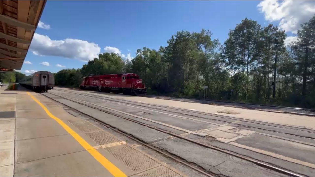 Hot Day Railfanning At Saratoga Springs Amtrak Station With CPKC 229 With CP Light Engine Move ...