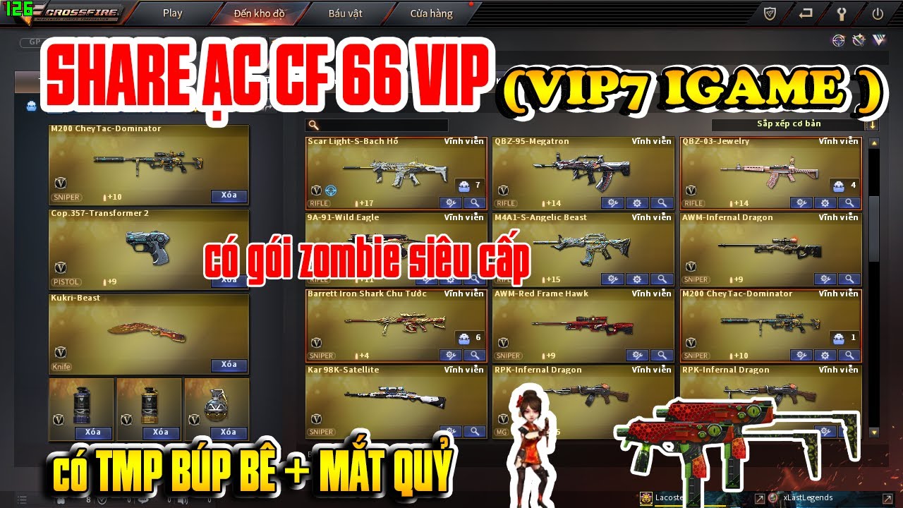 SHARE ACC CF - Tặng ACC CF 66 VIP, vip7 Đột Kích siêu khủng miễn phí ...