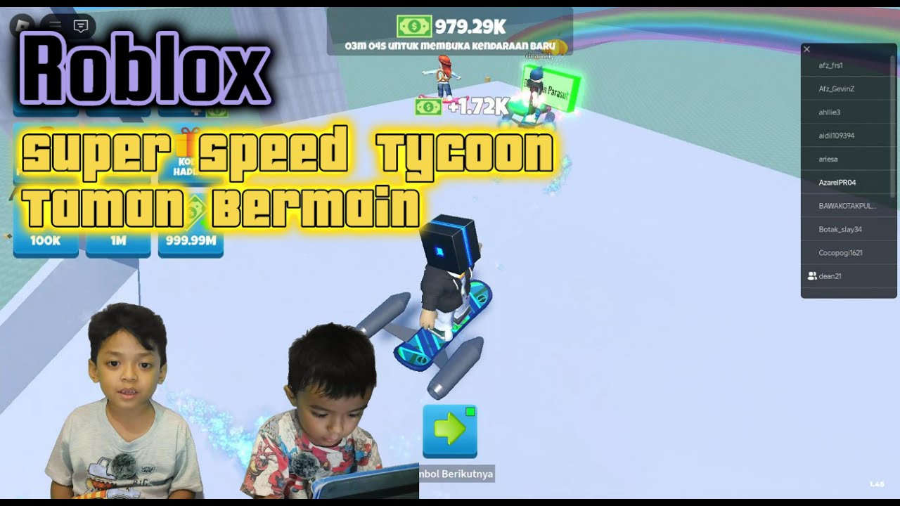 Roblox - Super Speed Tycoon - Taman Bermain | Mabar Bersama Dean. - YouTube