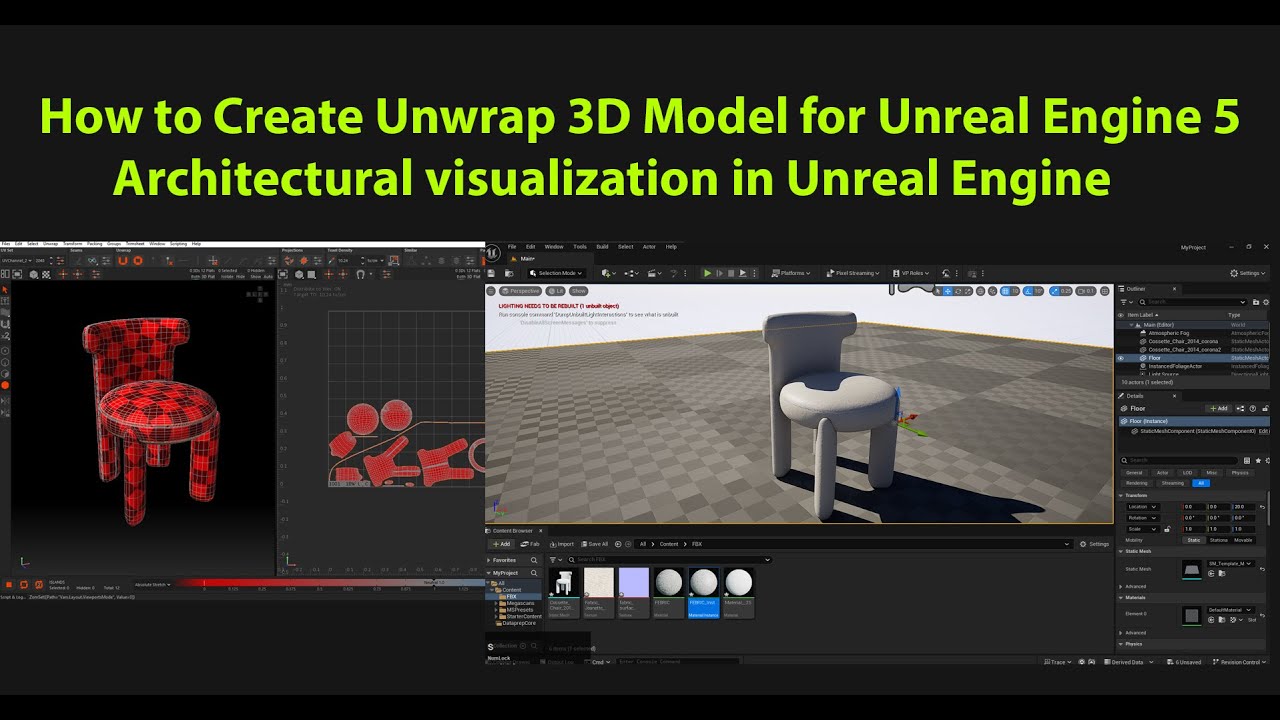 How to Create Unwrap 3D Model for Unreal Engine 5 .Architectural ...