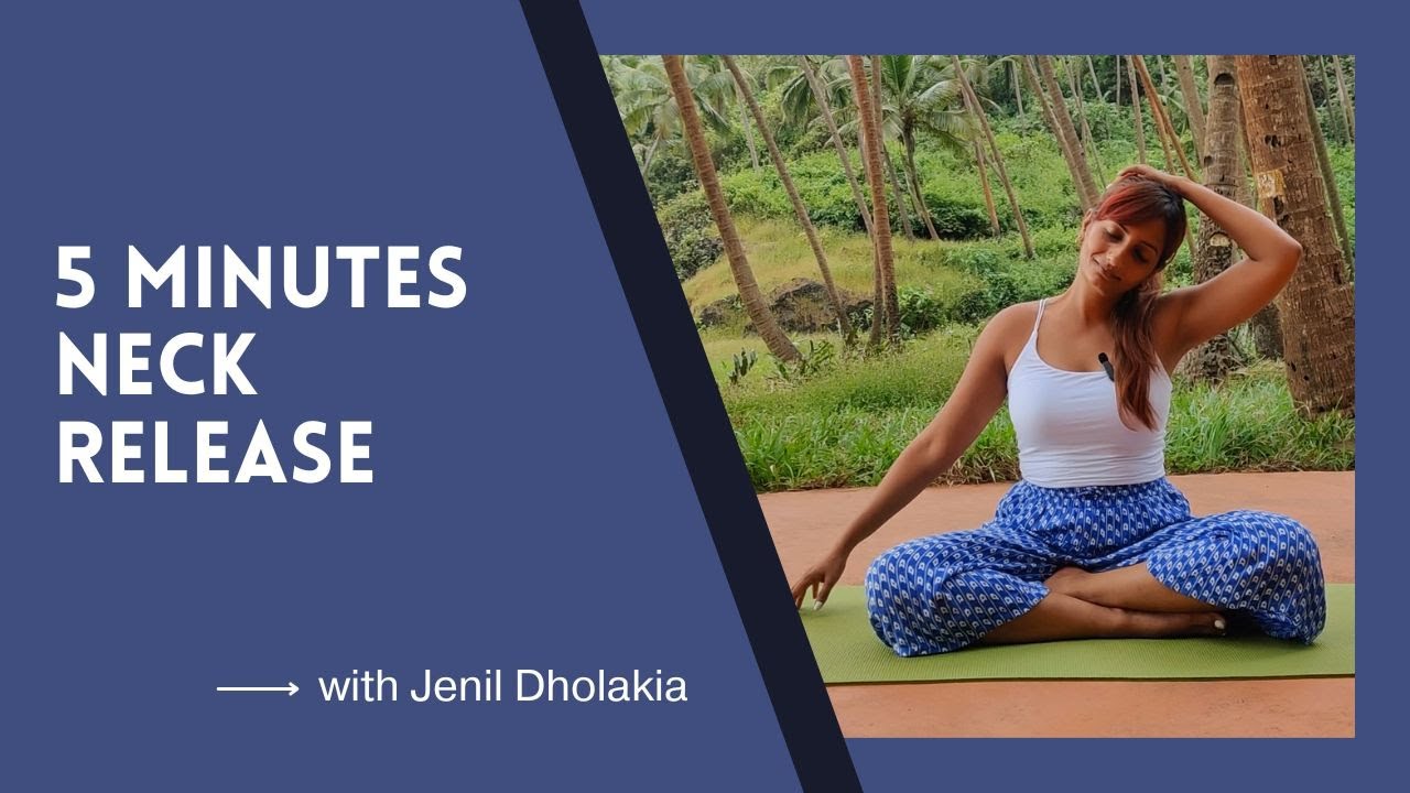 5 mins neck pain & tension release & relief | Yoga stretches for neck ...