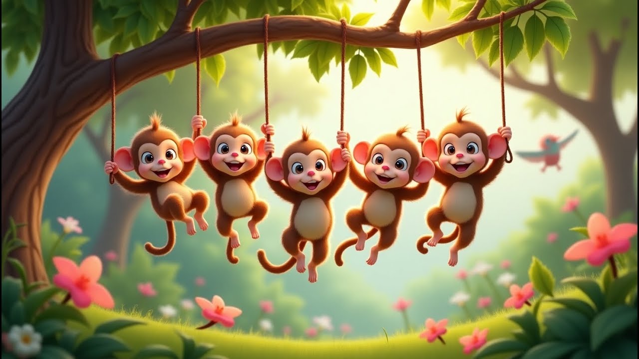 Five Little Monkeys 🐒 Nursery Rhymes and Super Simple Songs for Kids ...