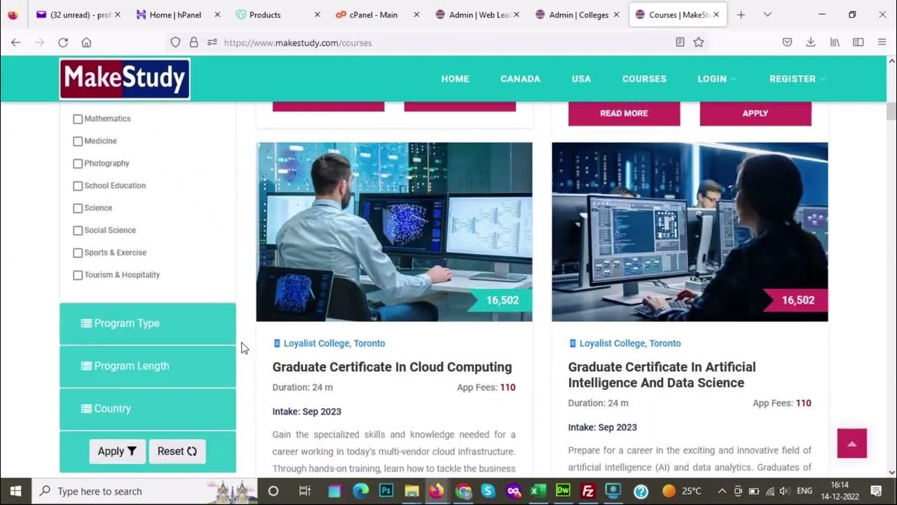 How to use filters in course selection on MakeStudy website - YouTube
