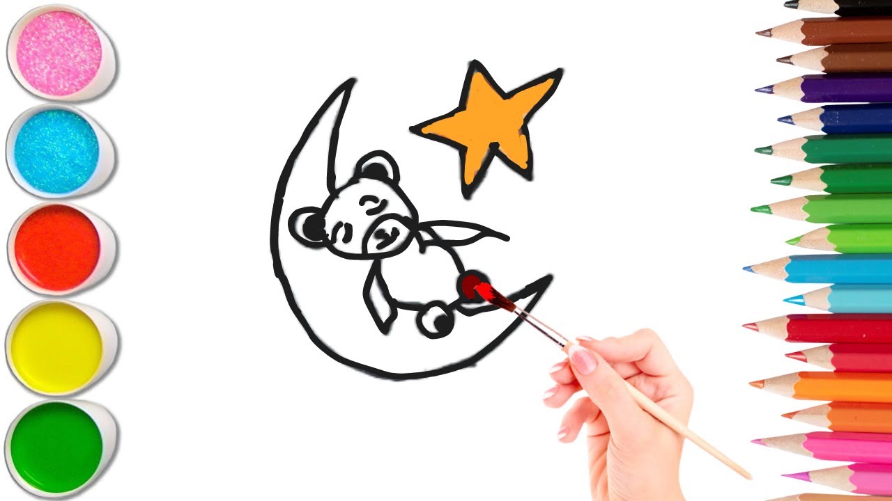 How To Draw Teddy Bear Moon Star🧸⭐ Drawing, Painting & Coloring For ...